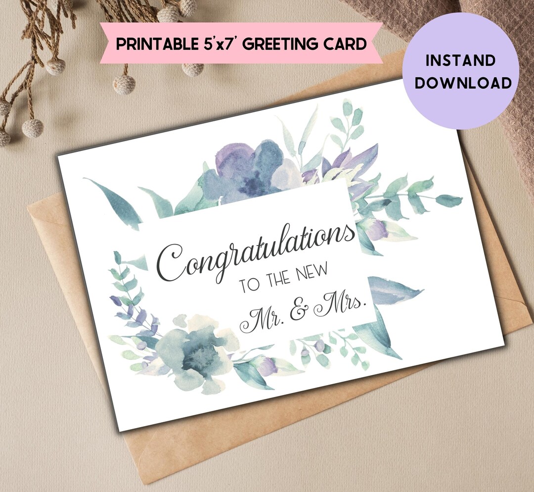 Mr&mrs Printable Congratulations Card, Bridegroom Card, Wedding ...