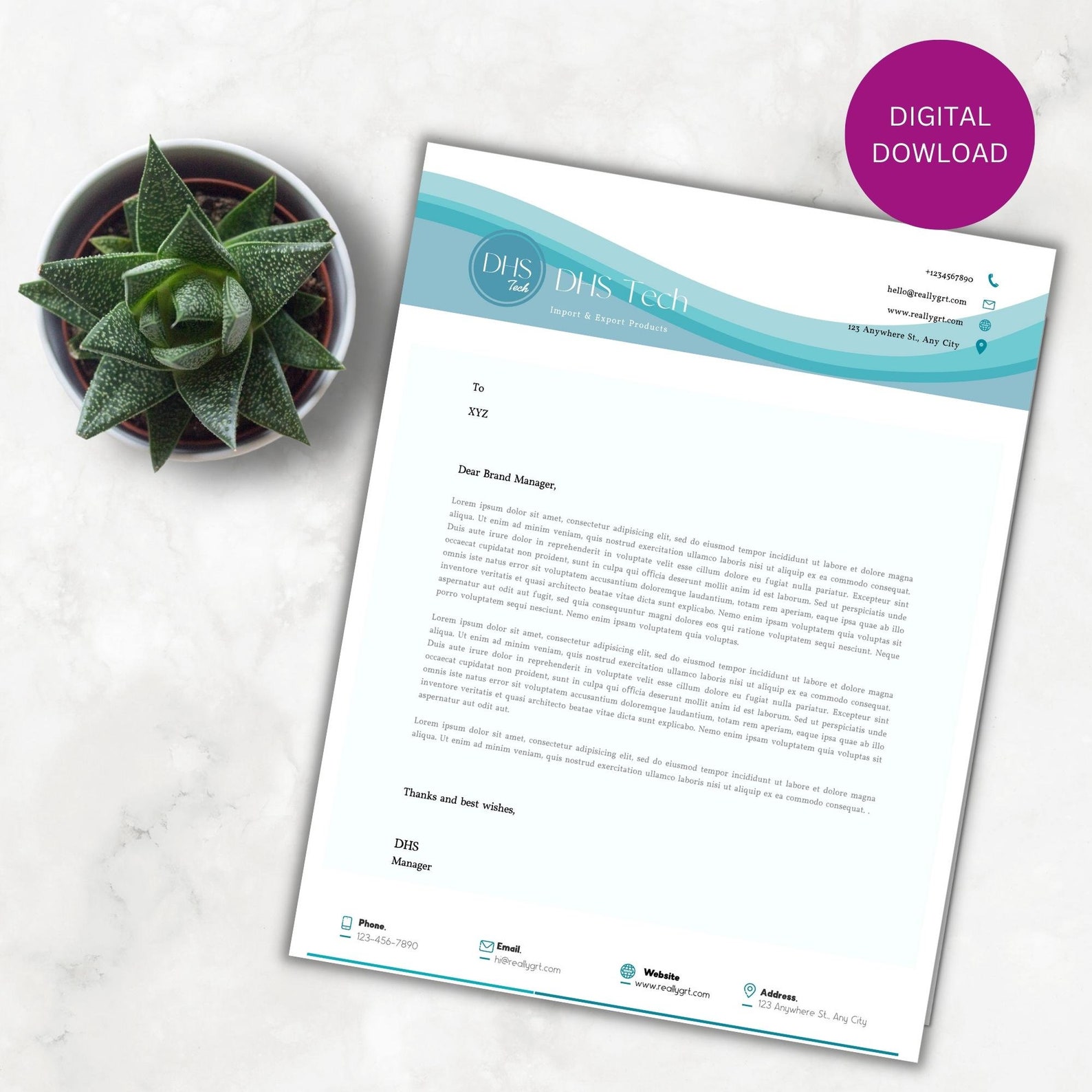 Minimal Office Business Letterhead, Letterhead Design, Edit Letter Body ...