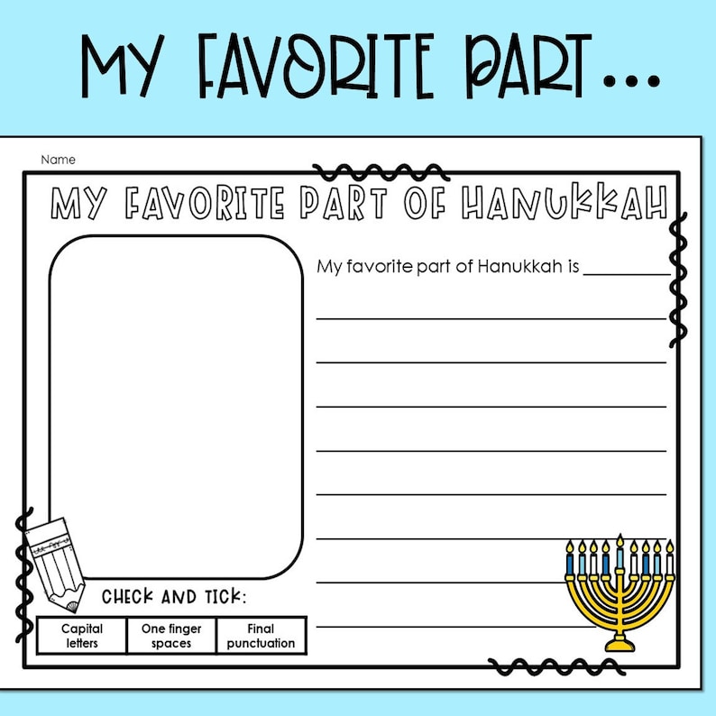 Hanukkah Menorah Holiday Worksheets 2nd and 3rd Grade Teacher - Etsy