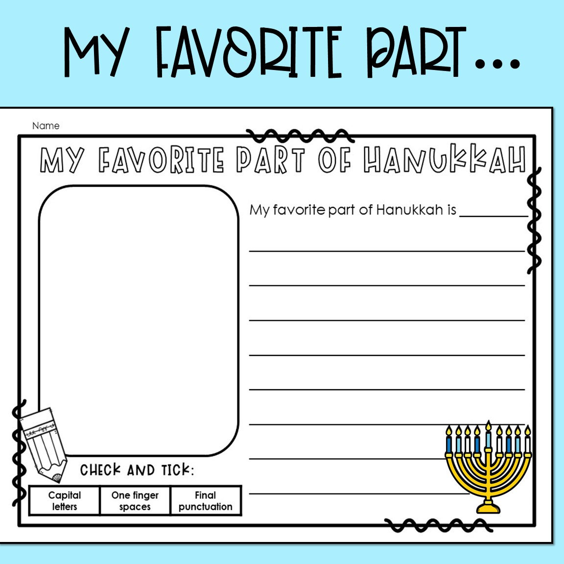 Hanukkah Menorah Holiday Worksheets 2nd and 3rd Grade Teacher - Etsy