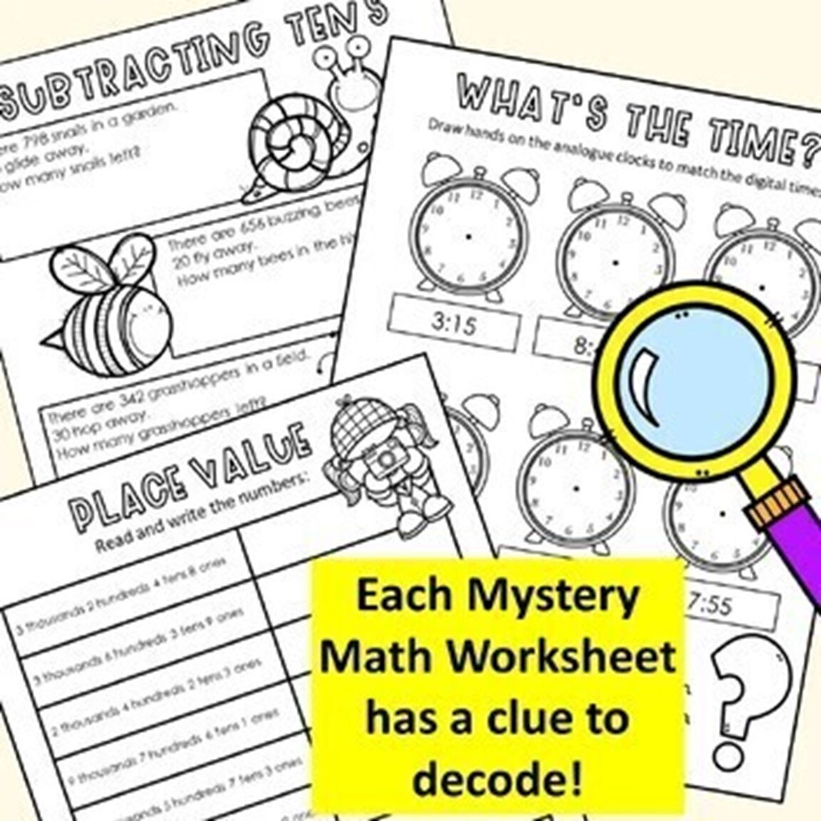 3rd Grade Mystery Math Packet: Printable Puzzle Activities - Etsy Australia