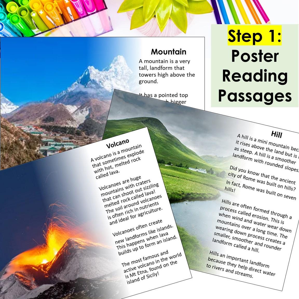 Geography Landforms Printable Poster Set, Bodies of Water, Geography ...