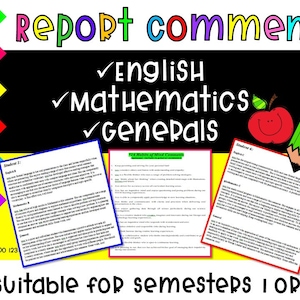Report Card Comments Reading Writing Maths First Grade - Etsy