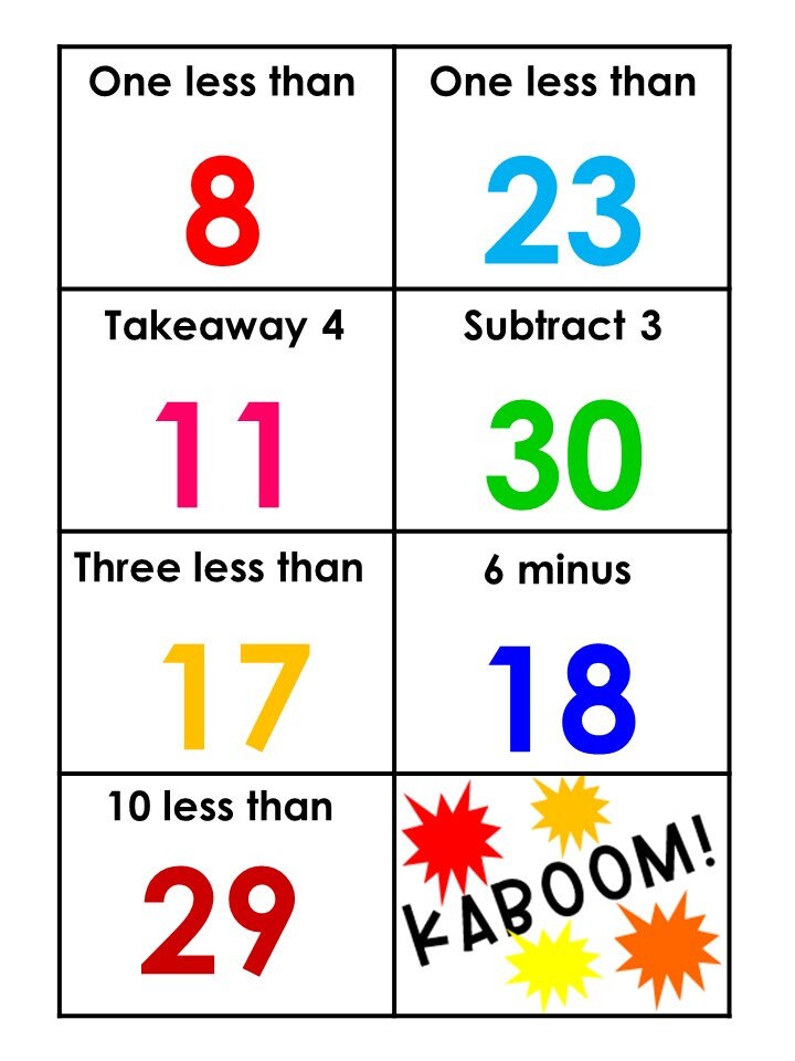 Printable Math Game, Addition Math Cards, Addition to 20, Educational ...