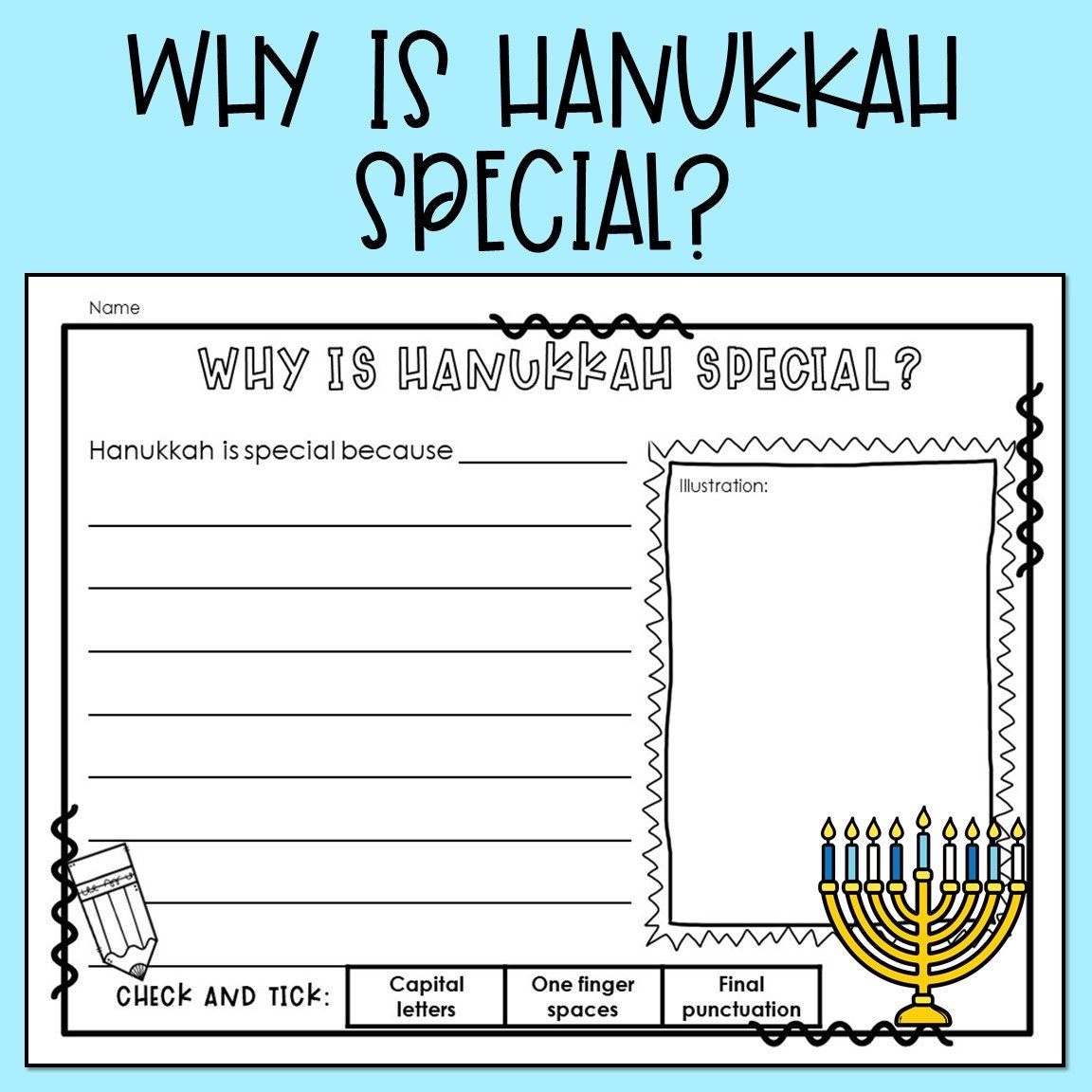 Hanukkah Menorah Holiday Worksheets 2nd and 3rd Grade Teacher - Etsy