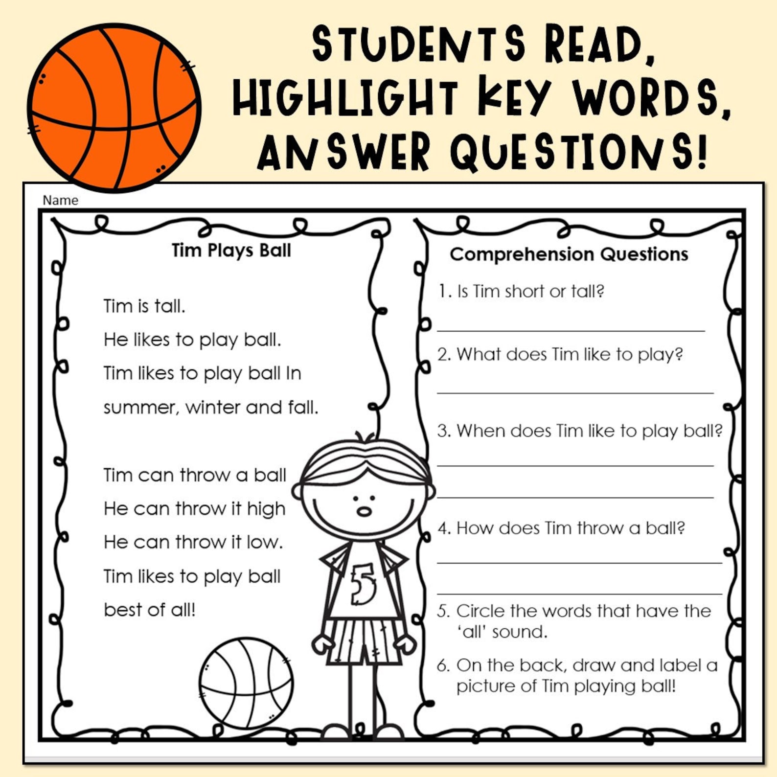 Reading Comprehension Worksheets: Phonics & Decodable Text (grades 1-3 ...