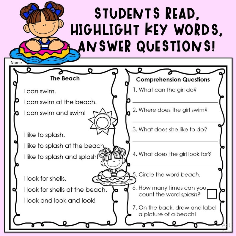 Reading Comprehension Worksheets: Phonics & Decodable Text (grades 1-3 ...