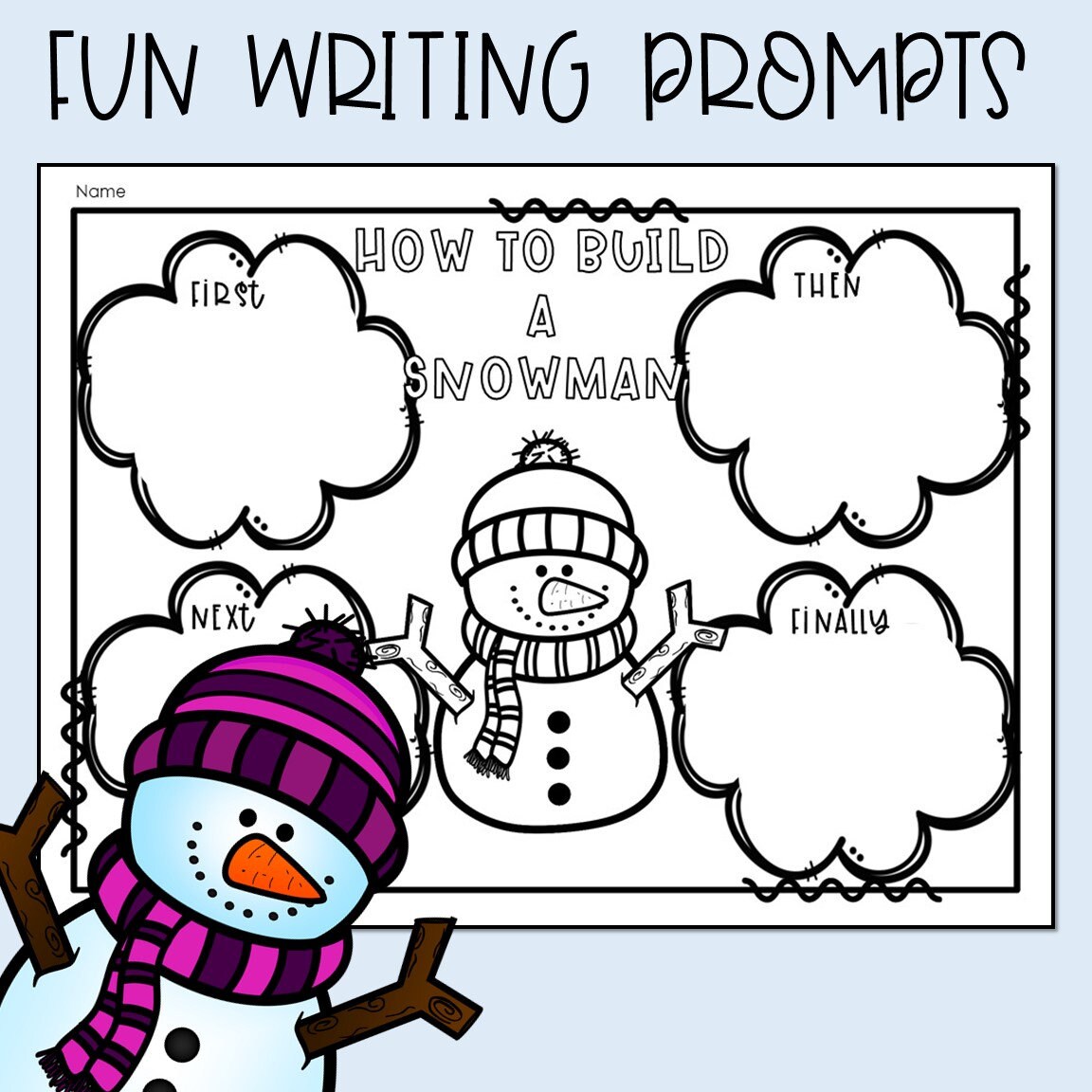 How to Build a Snowman Writing Worksheets: Winter Activities (digital ...