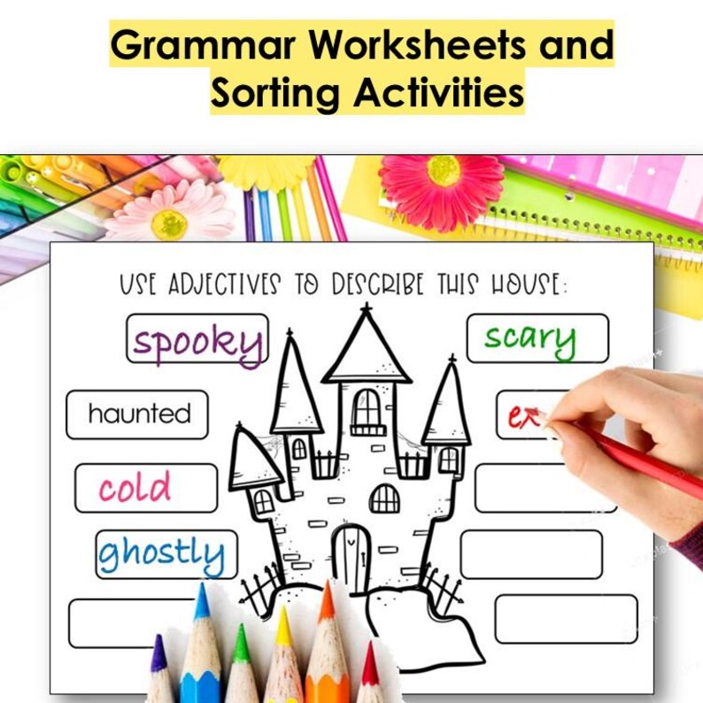 Grammar Worksheets Bundle: Nouns, Verbs, Adjectives - 1st-3rd Grade - Etsy