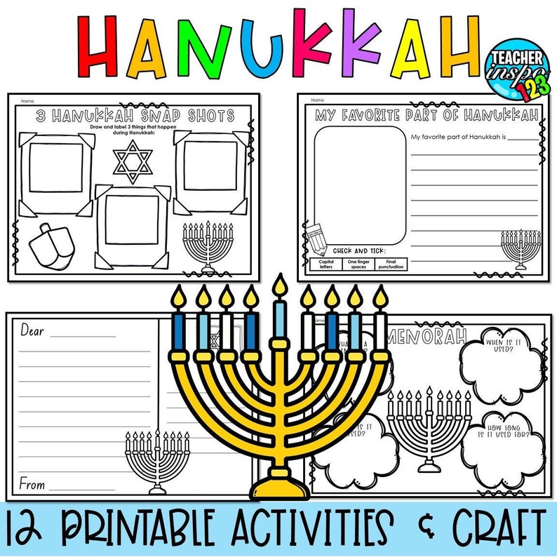Hanukkah Menorah Holiday Worksheets 2nd and 3rd Grade Teacher - Etsy