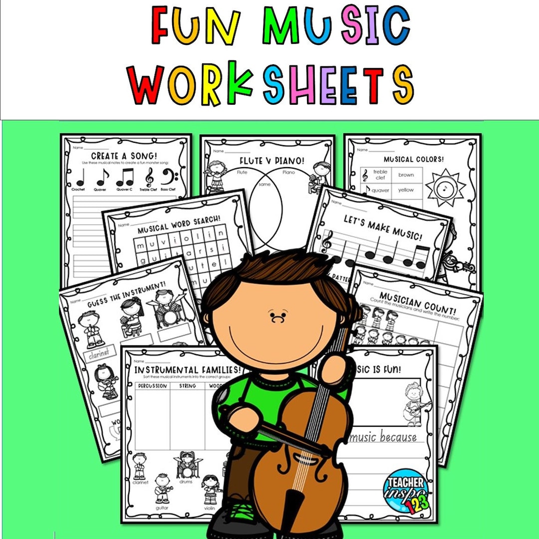Music Worksheets for 1st Grade & 2nd Grade - Etsy