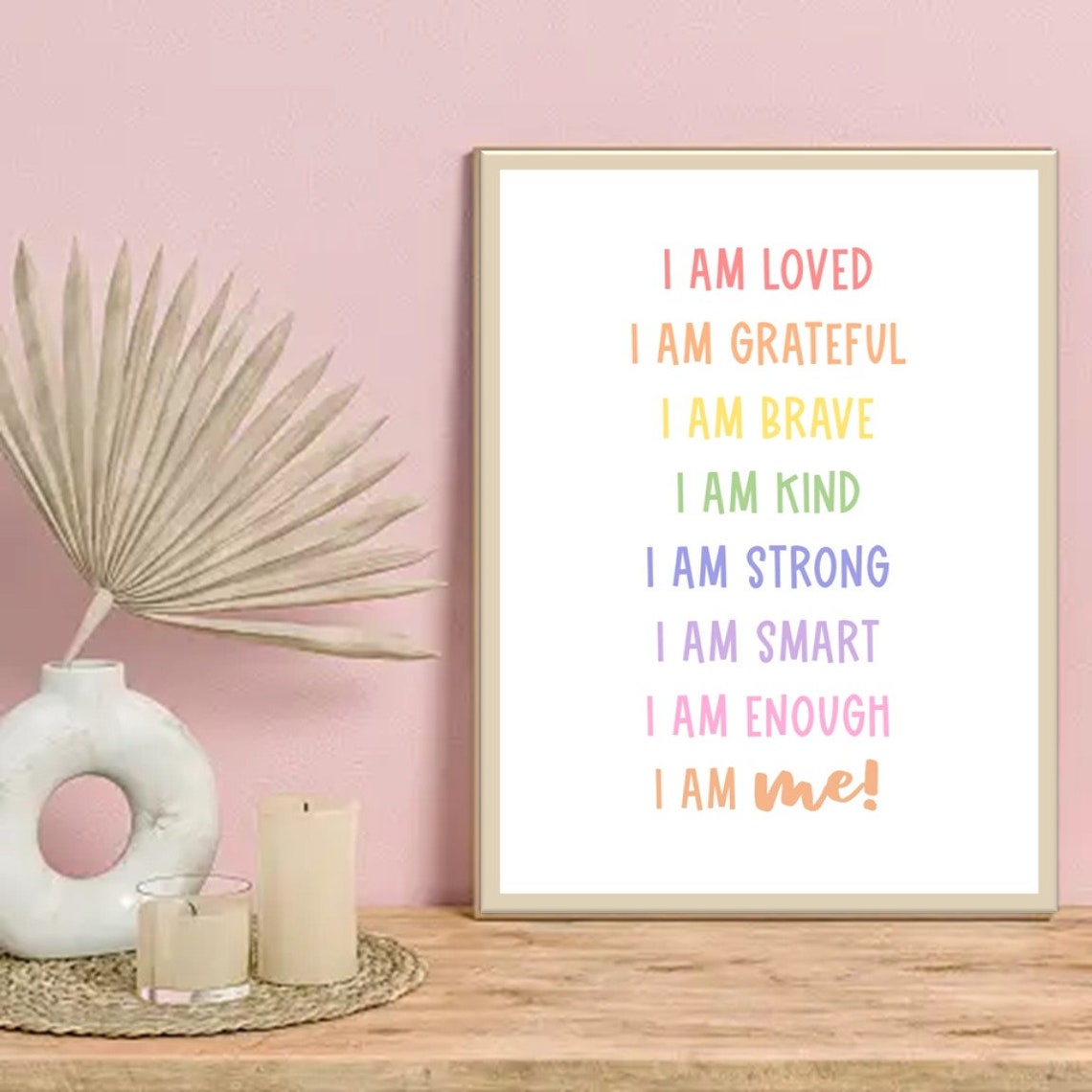 Positive Affirmations for Kids Poster, I Am Poster, Notes to Self ...