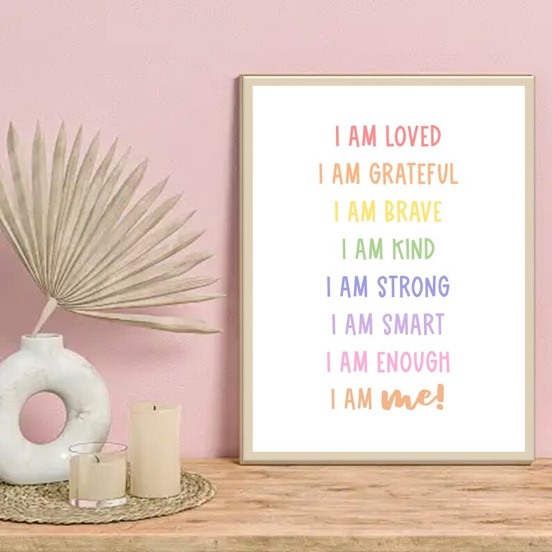 Positive Affirmations for Kids Poster, I Am Poster, Notes to Self ...