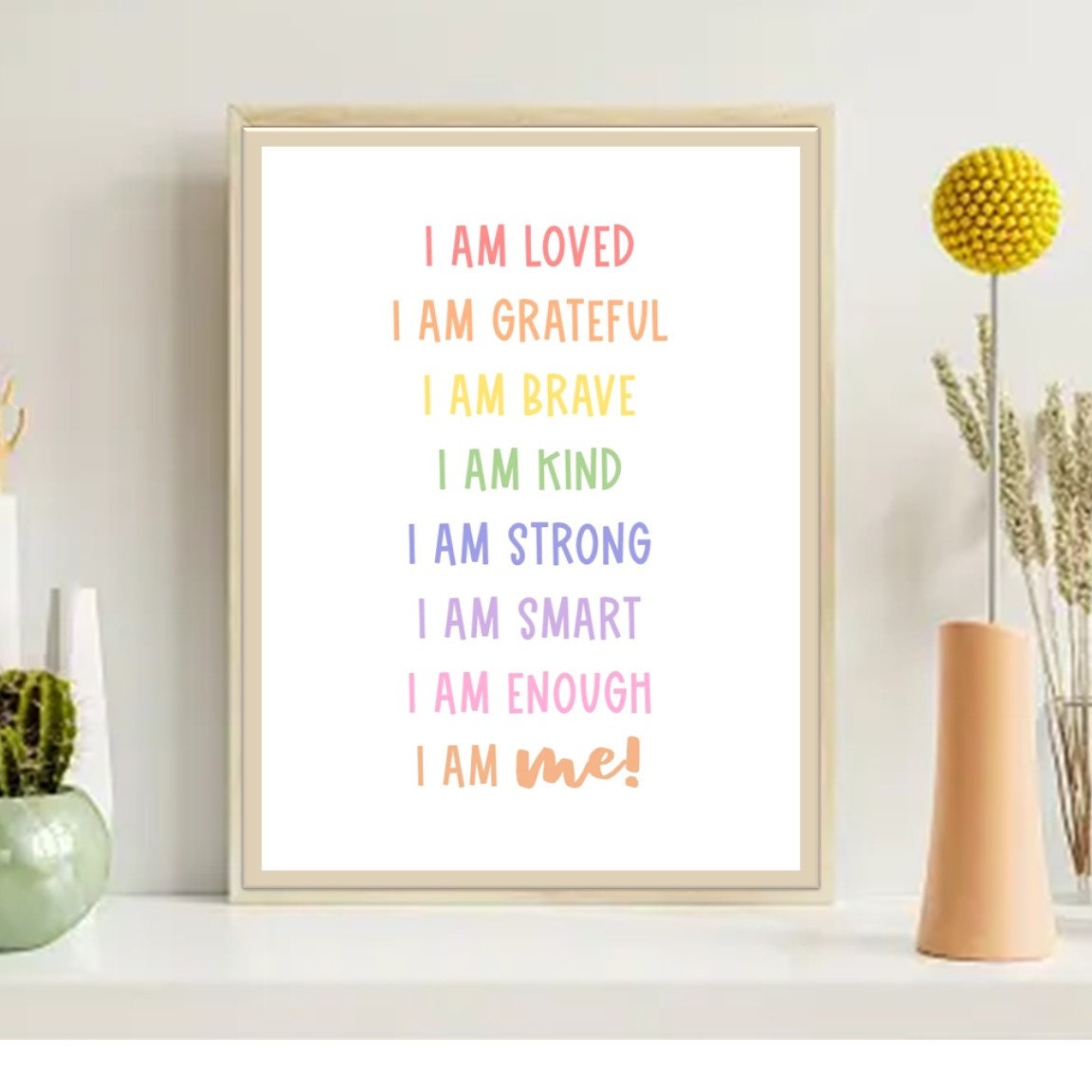 Positive Affirmations for Kids Poster, I Am Poster, Notes to Self ...