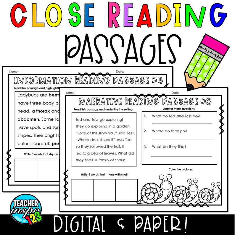Reading Comprehension Worksheets: Phonics & Decodable Text (grades 1-3 ...