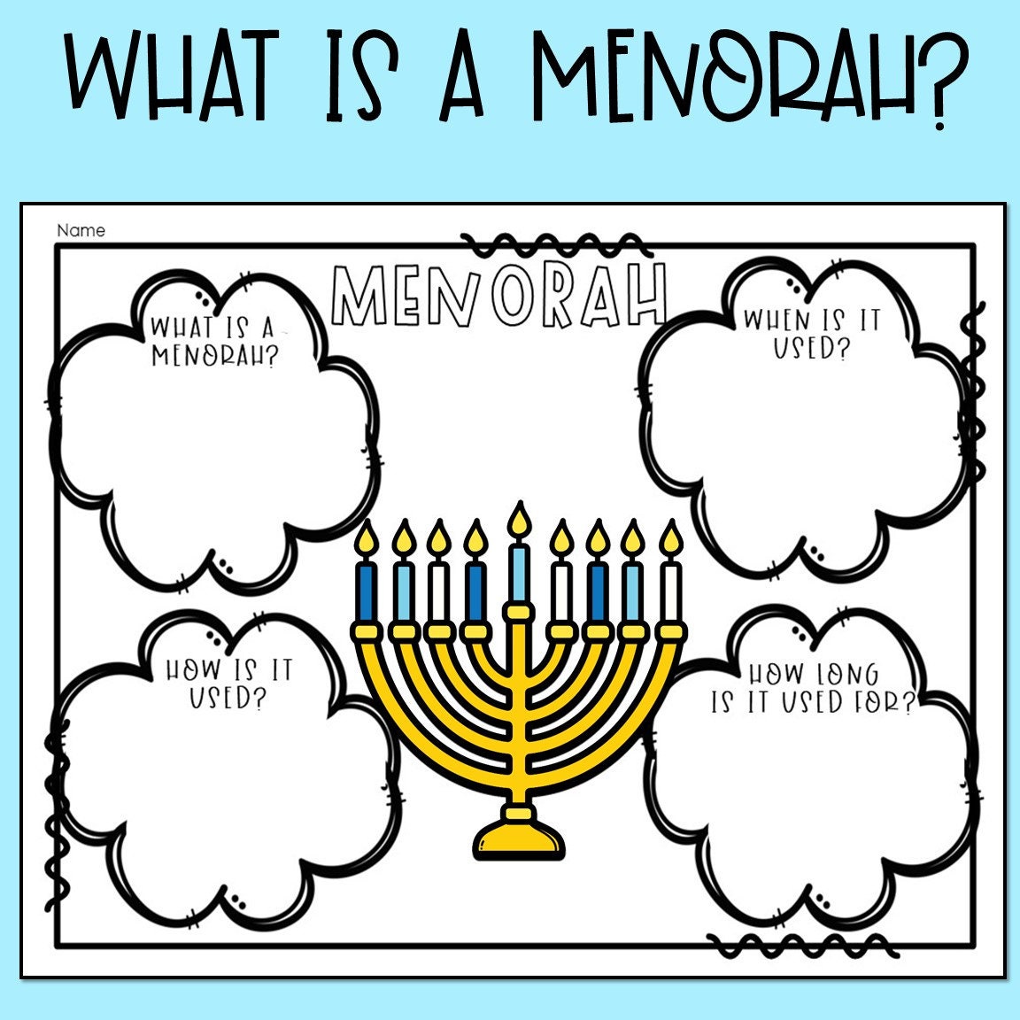 Hanukkah Menorah Holiday Worksheets 2nd and 3rd Grade Teacher - Etsy