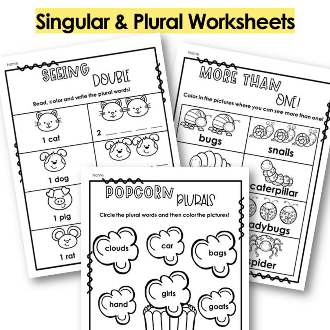 Grammar Worksheets Bundle: Nouns, Verbs, Adjectives - 1st-3rd Grade - Etsy