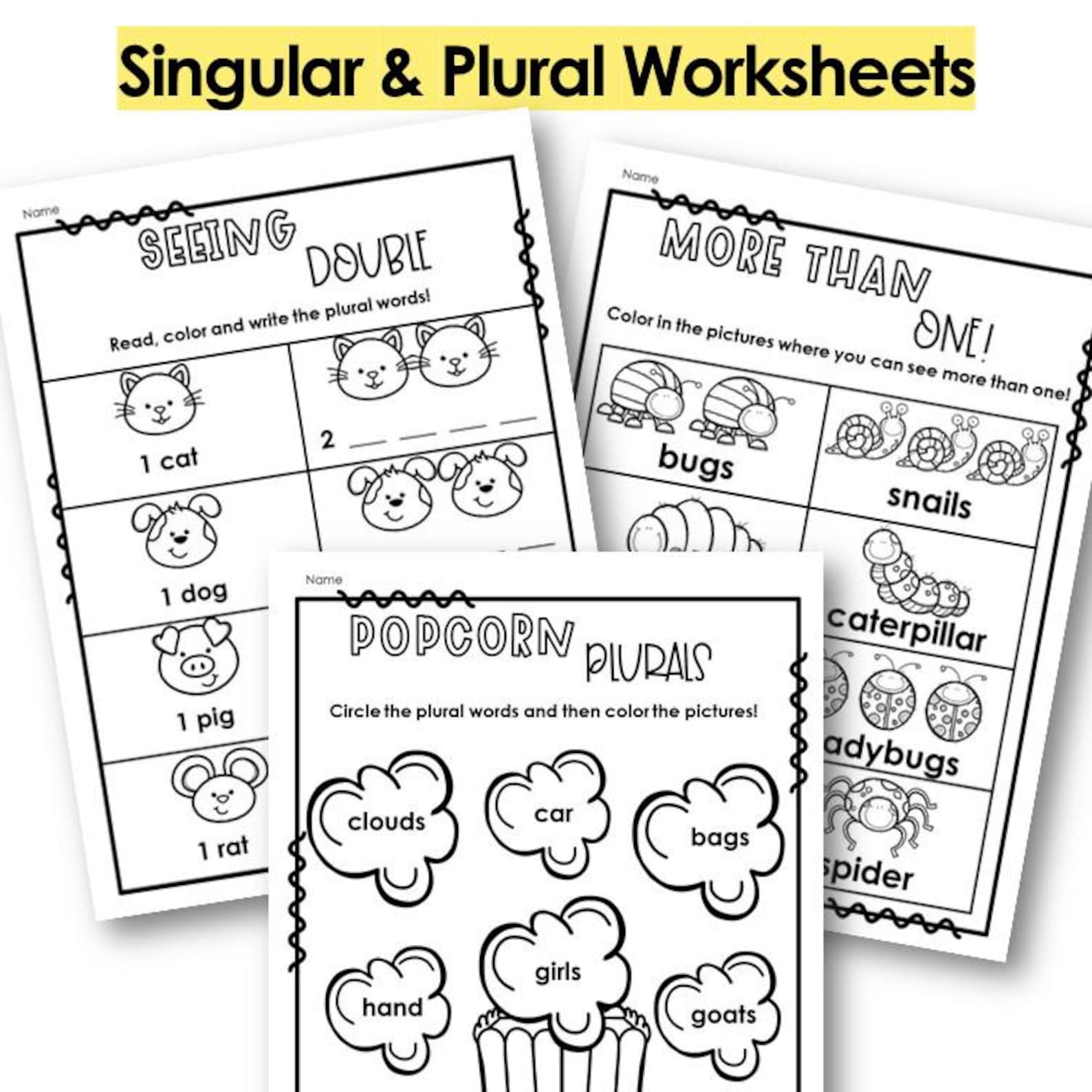 Grammar Worksheets Bundle: Nouns, Verbs, Adjectives - 1st-3rd Grade - Etsy