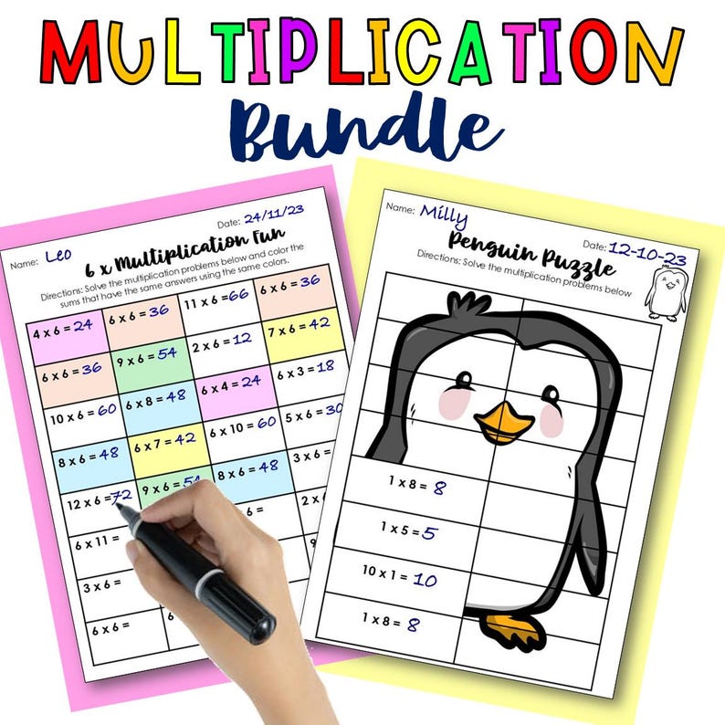 Printable Multiplication Worksheets: Color by Number, Math Drills (PDF ...