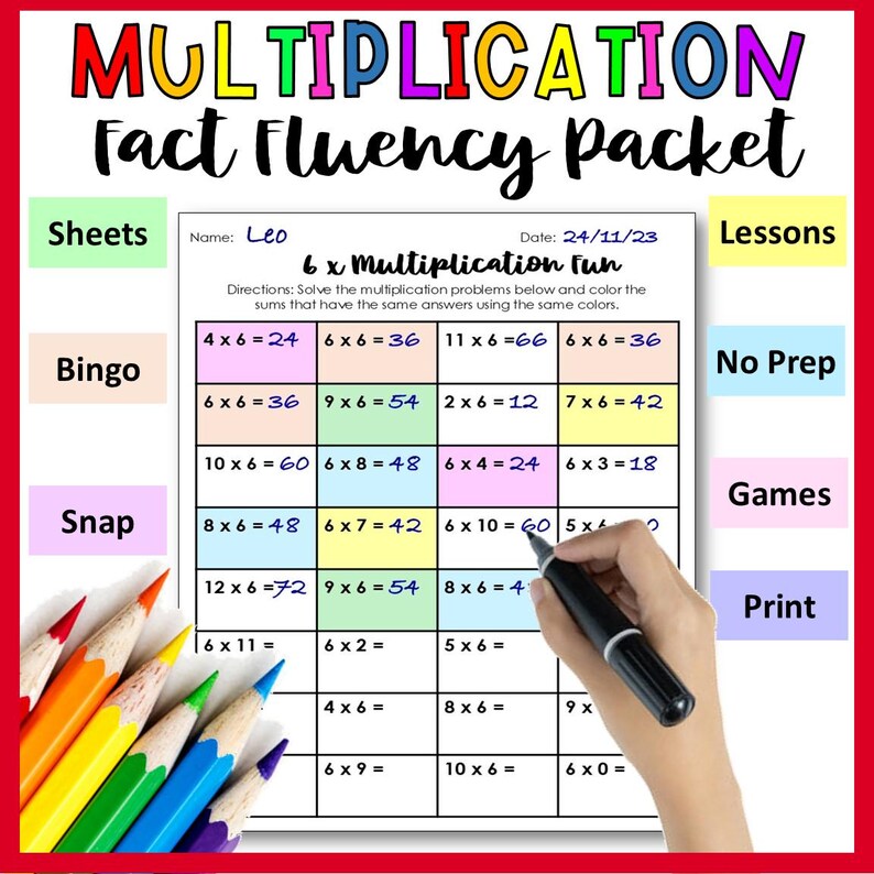 Printable Multiplication Worksheets: Color by Number, Math Drills (PDF ...