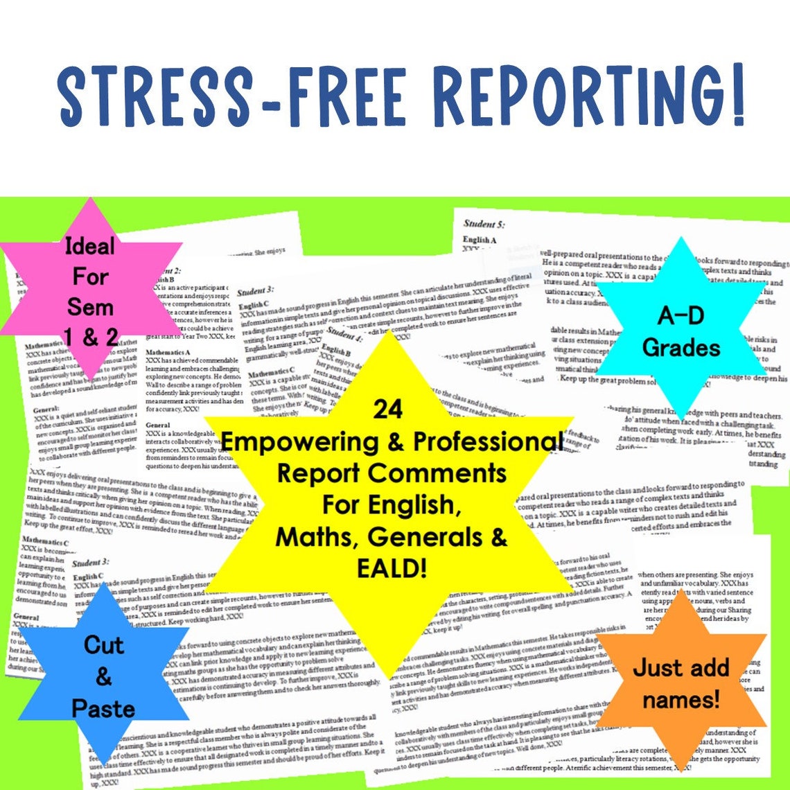 Report Card Comments: Reading, Writing, Math (digital Download) - Etsy