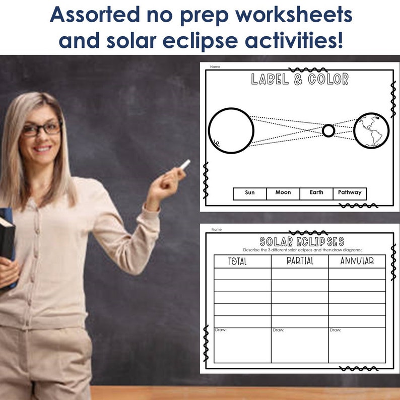 Solar Eclipse Science Worksheets: Reading & Activities (printable) - Etsy