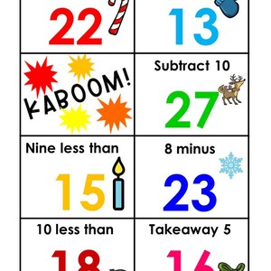 Printable Math Game, Addition Math Cards, Addition to 20, Educational ...