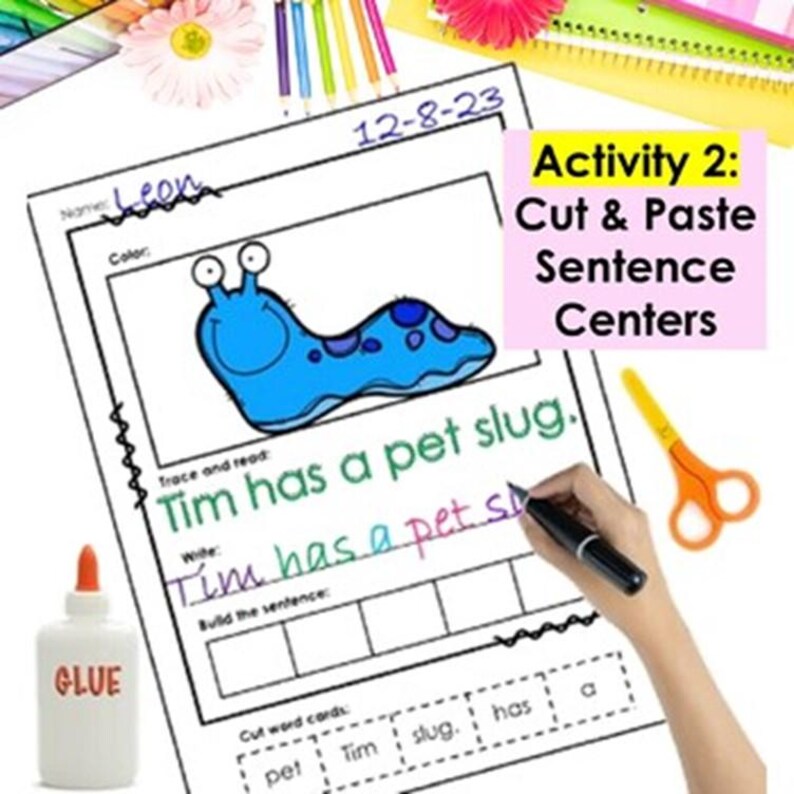 Sentence Writing Worksheets: First Grade Sentence Building (instant ...