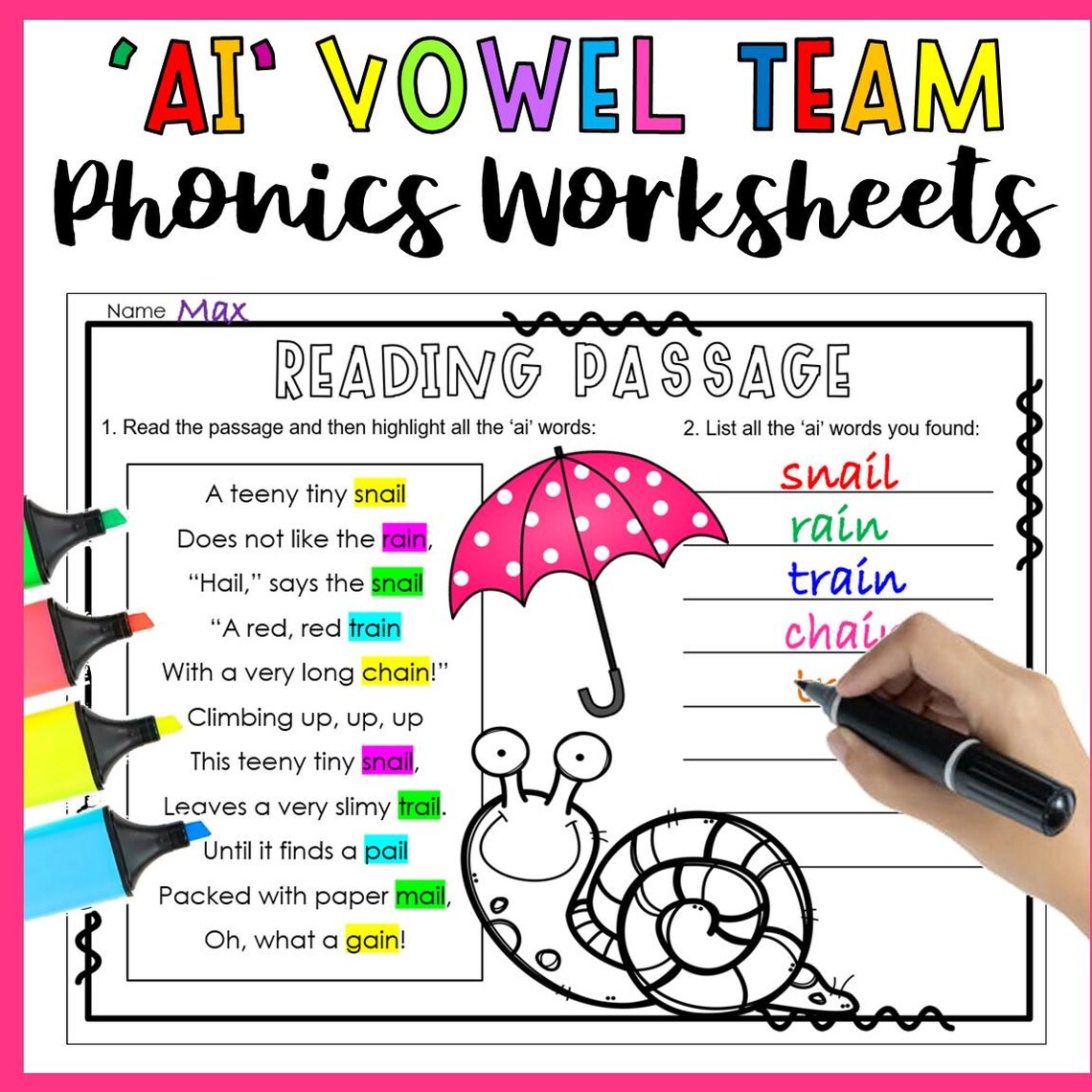 Vowel Teams Phonics Worksheet Bundle: Reading Intervention (PDF) - Etsy