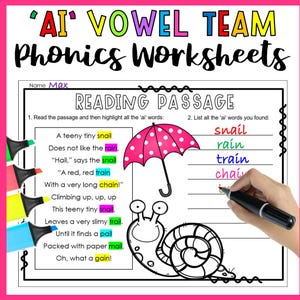 Vowel Teams Phonics Worksheet Bundle: Reading Intervention (PDF) - Etsy