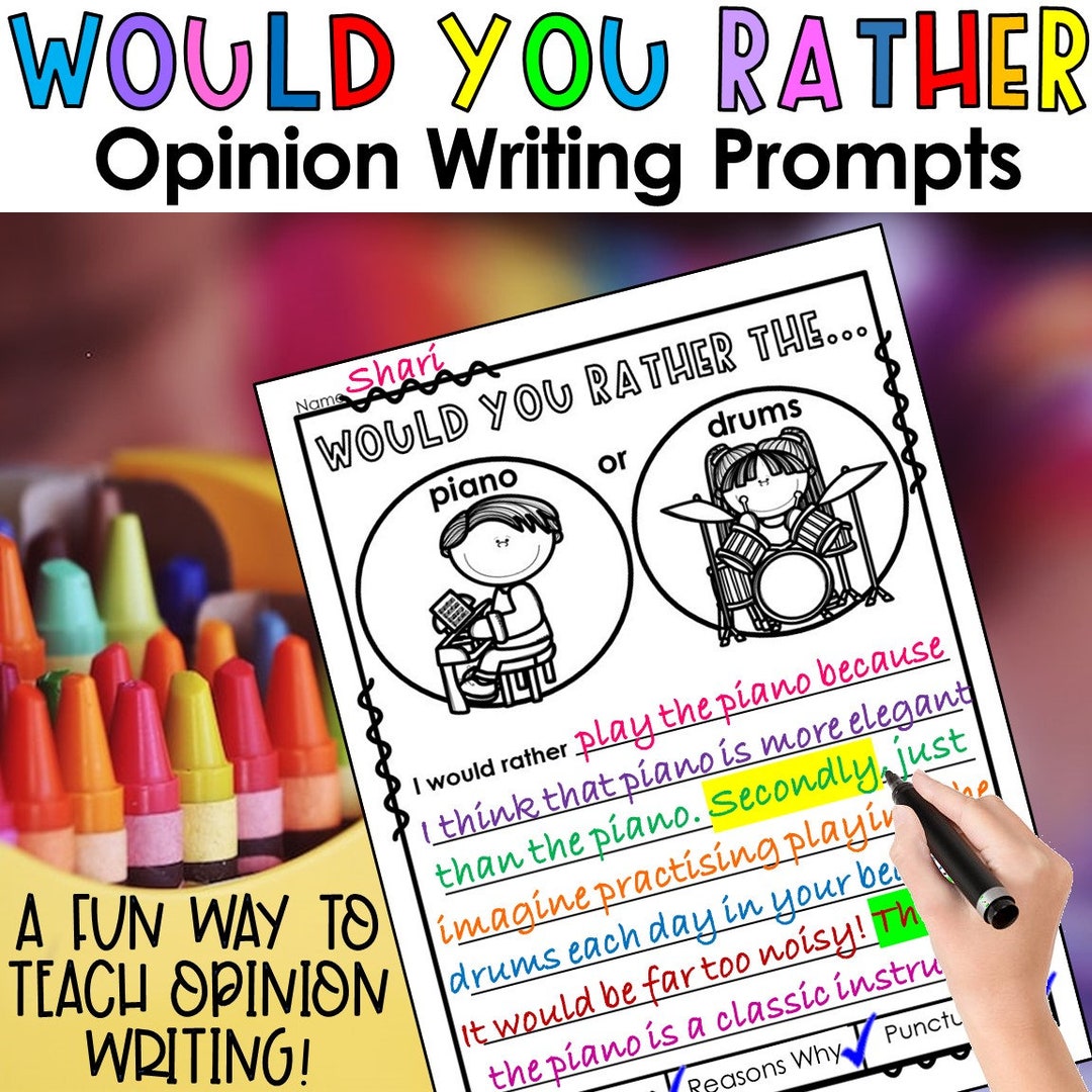 Would You Rather Writing Prompts: Opinion Writing Activities (printable ...