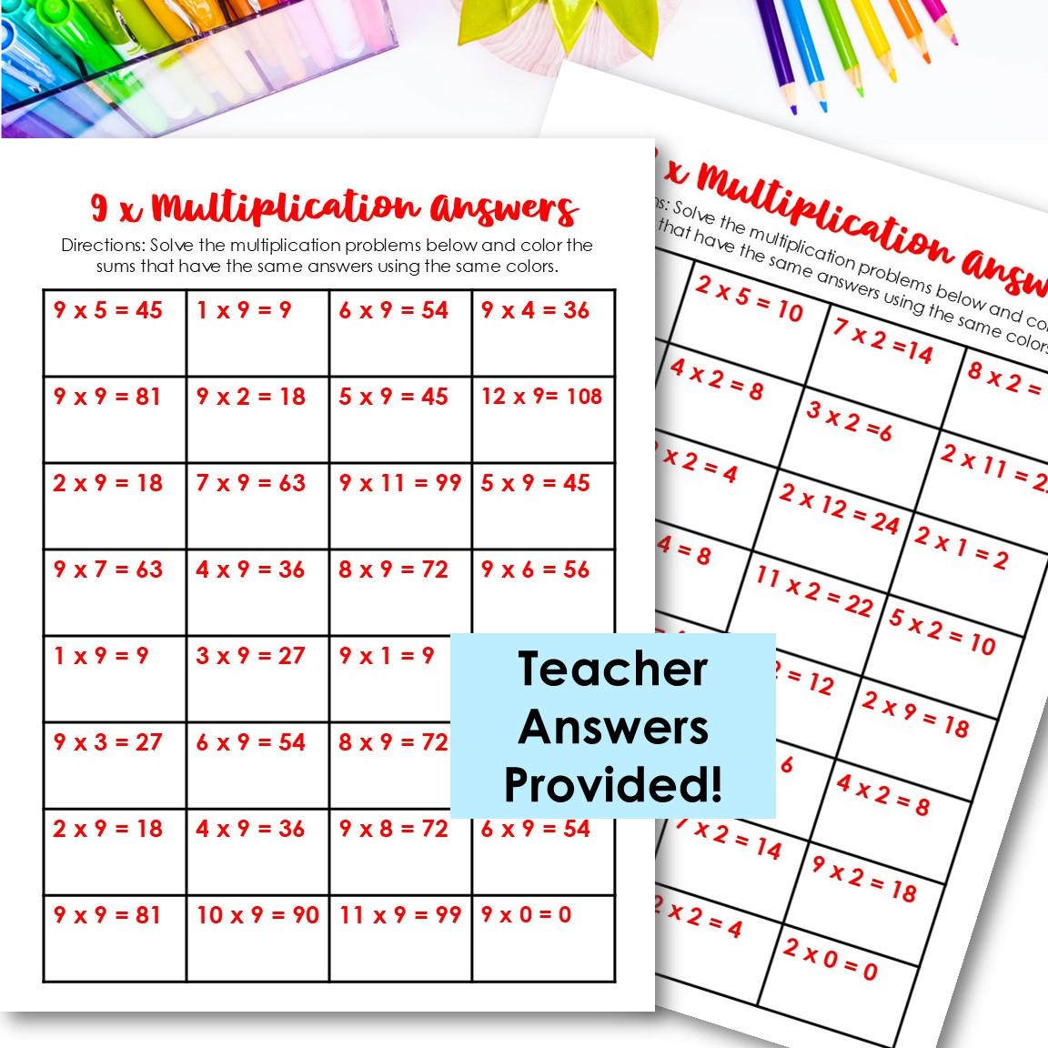 Printable Multiplication Worksheets: Color by Number, Math Drills (PDF ...