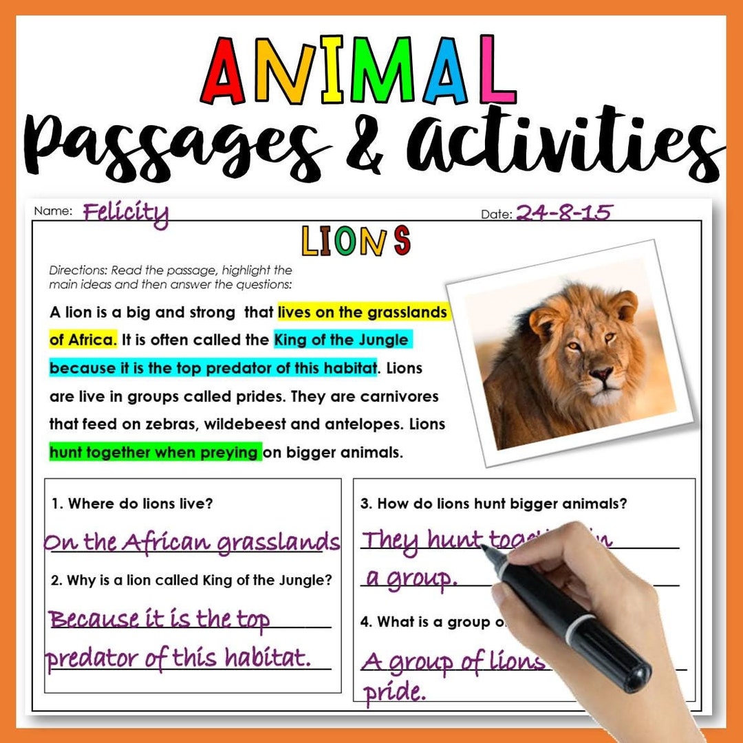 2nd Grade Animal Reading Comprehension Worksheets: Fluency Practice ...