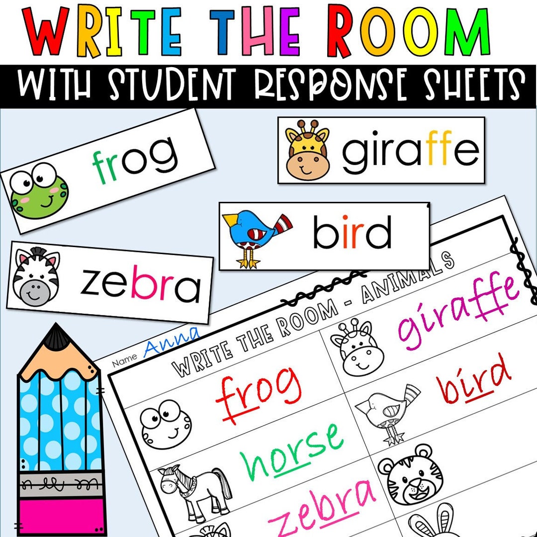 Write the Room: CVC Words & Digraphs - Literacy Worksheets - Etsy