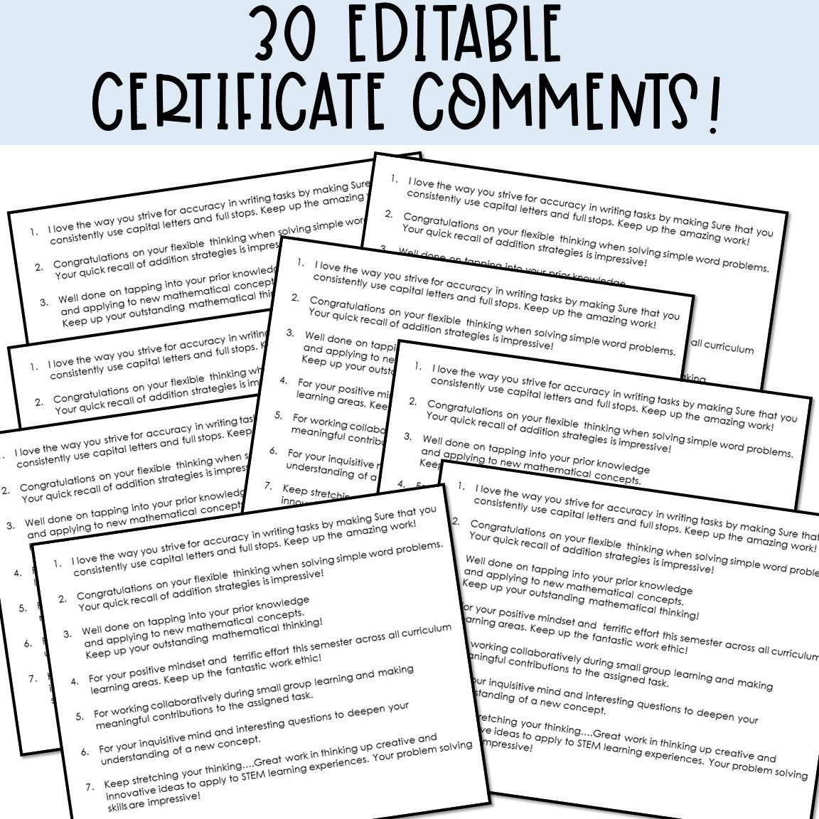 Student Award Comments for Teachers - Etsy