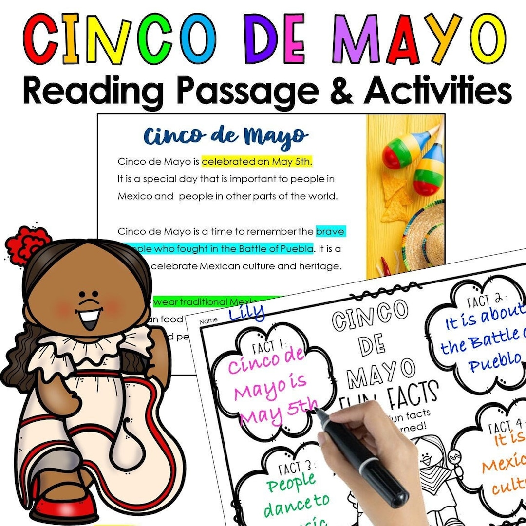 Cinco De Mayo Activities Packet: Reading Passage, Coloring Pages ...
