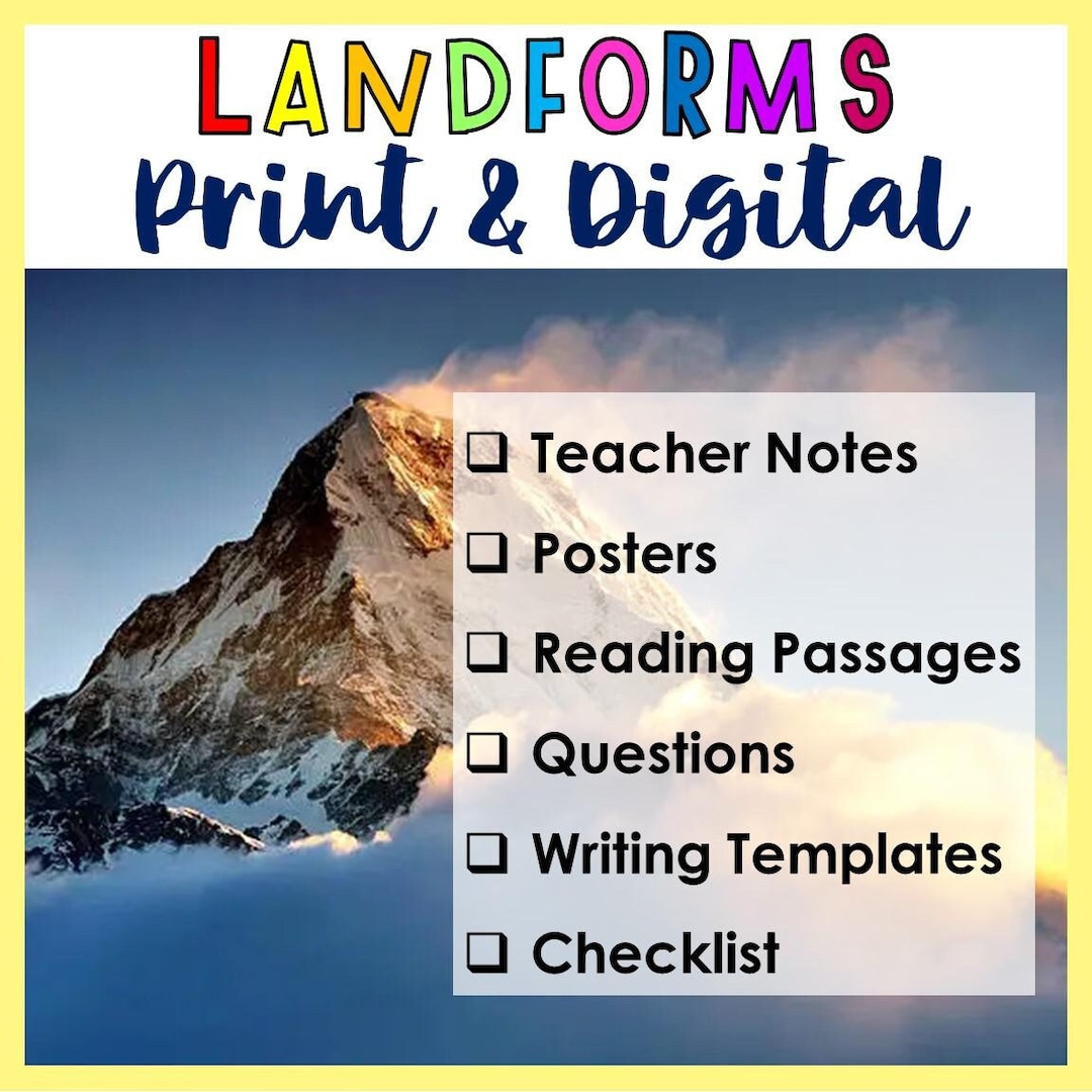 Geography Landforms Printable Poster Set, Bodies of Water, Geography ...