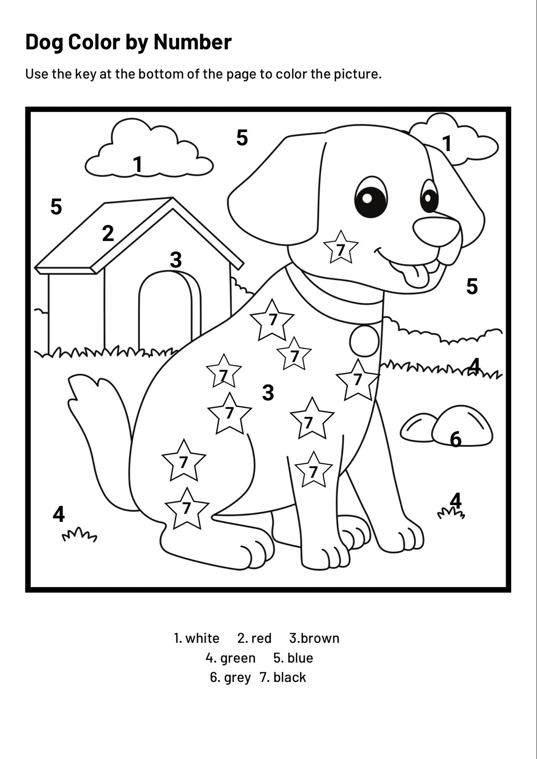 Cute Dog Coloring Page - Etsy
