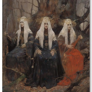 The Norns Art Print: Norse Mythology Poster, Viking Decor - Etsy