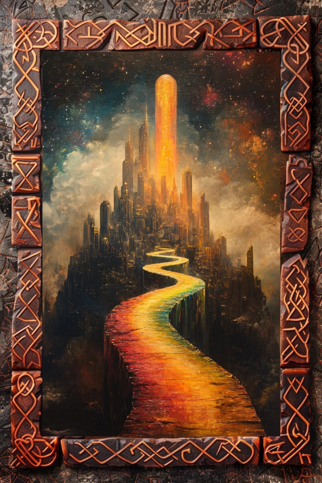 Bifrost Rainbow Bridge Art Print, Norse Nordic Viking, Midgard Valhalla ...