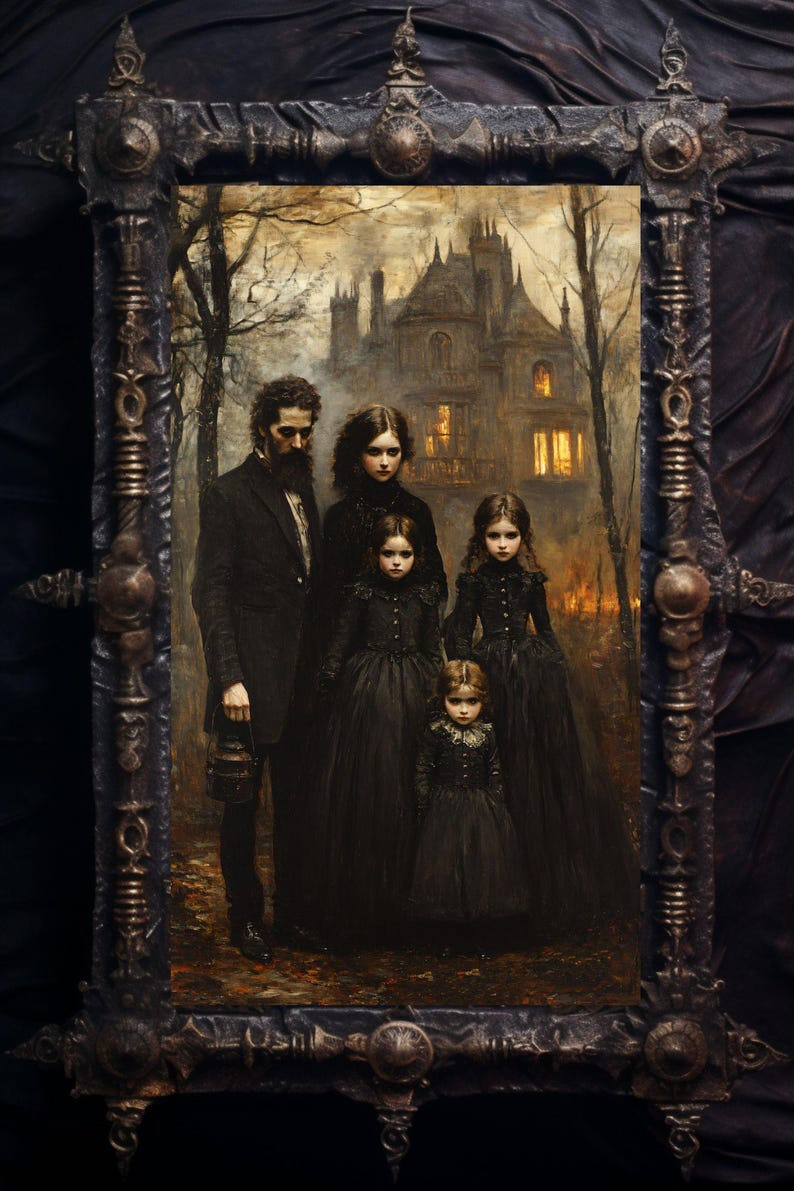 Gothic Family Portrait Art Print, Macabre Victorian Illustration - Etsy
