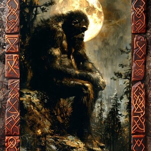 Sasquatch Art Print, Bigfoot Cryptid Cryptzoology, Mythical Creature ...