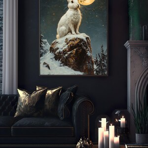 Snow Bunny Art Print, White Rabbit Hare, Winter Christmas Holiday ...