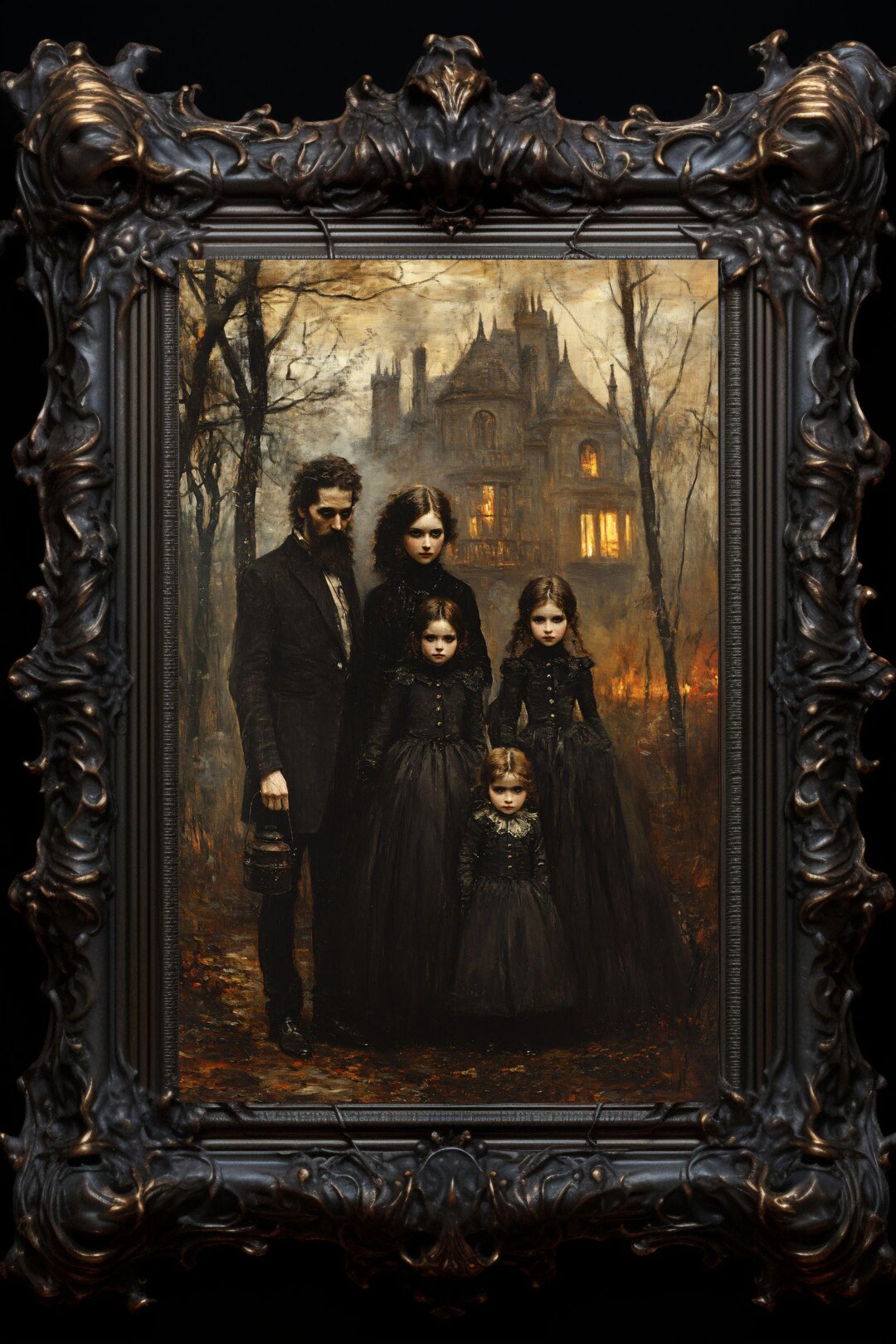 Gothic Family Portrait Art Print, Macabre Victorian Illustration - Etsy