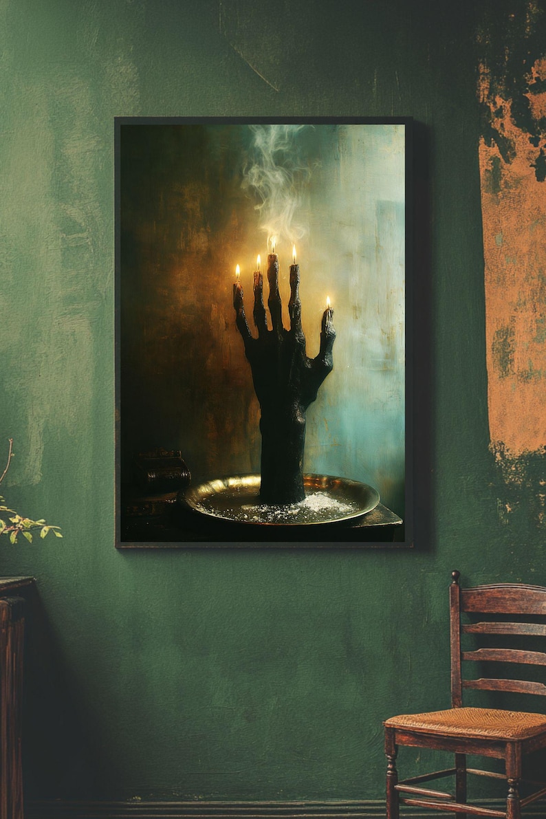 Hand of Glory Art Print: Gothic Witchcraft Decor, Dark Academia Artwork ...