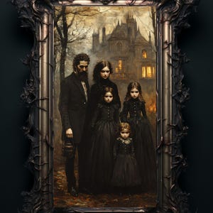 Gothic Family Portrait Art Print, Macabre Victorian Illustration - Etsy