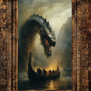 Jörmungandr Art Print: Norse Mythology, Midgard Serpent, Viking ...