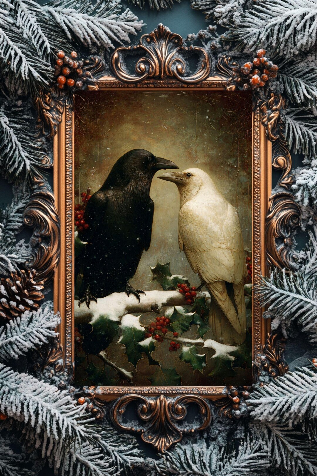Solstice Ravens Art Print: Winter Yule Corvid Home Decor - Etsy