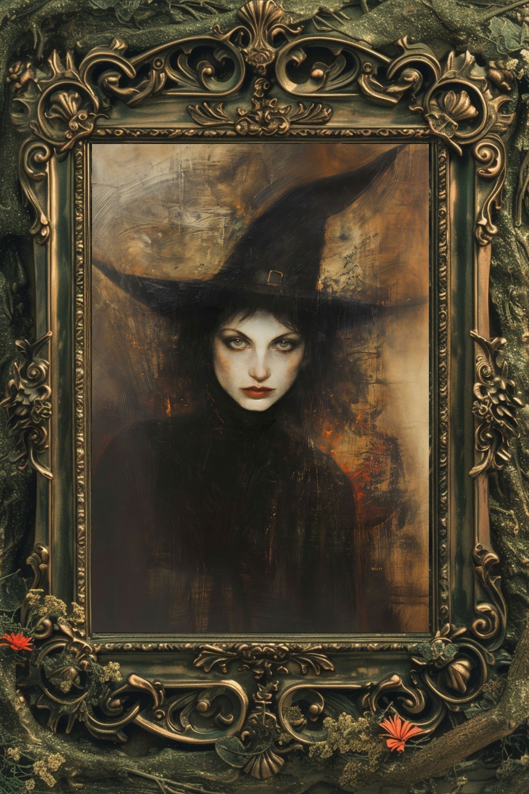 Hallow Witch Art Print, Halloween Samhain Wicca Witchcraft, Dark Gothic ...