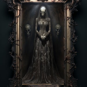 Lady of Bones Art Print Poster Wall Hanging Home Decor Skeleton Skull ...